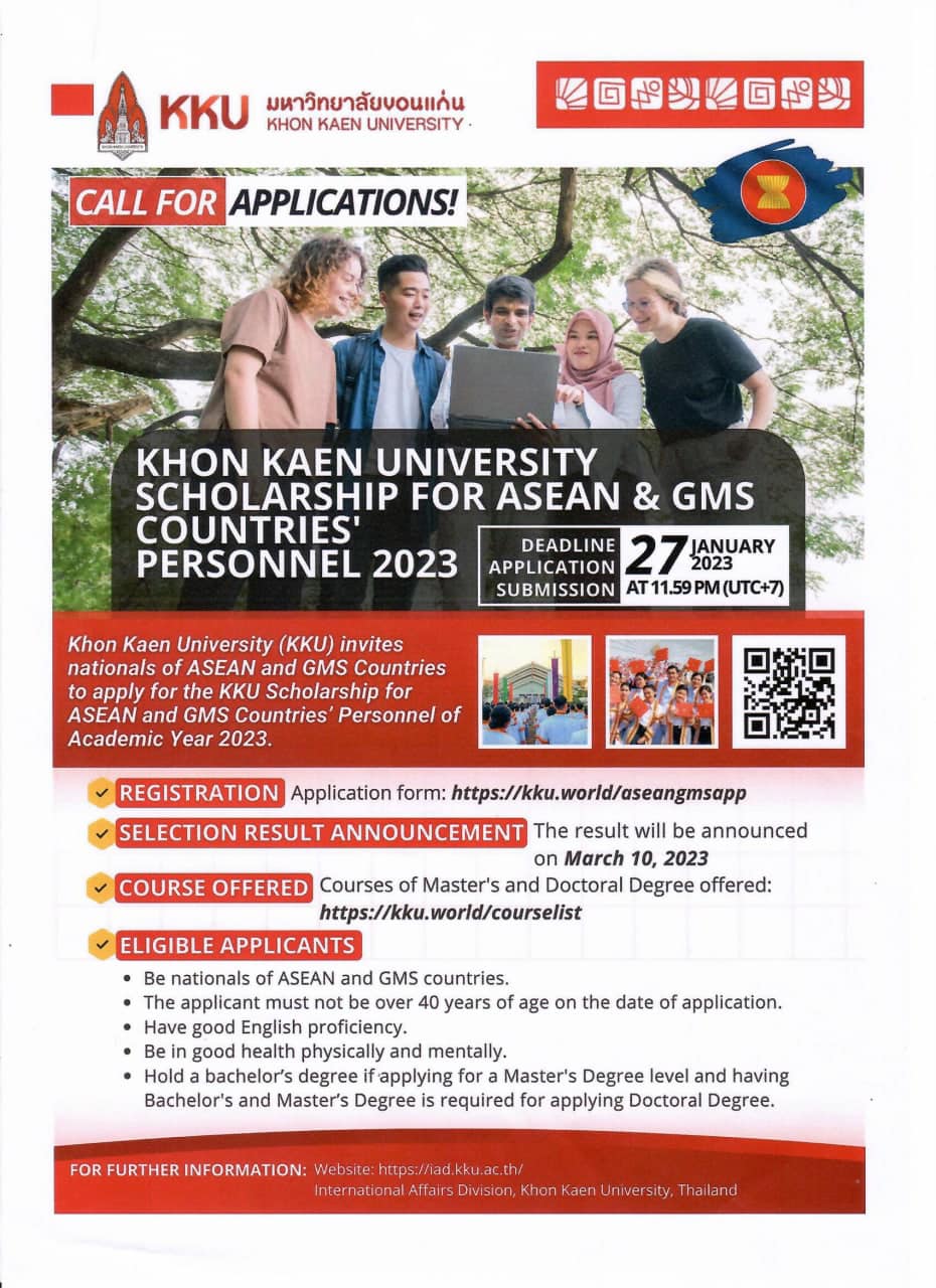 Khon Kaen University Scholarship For ASEAN & GMS Countries Personal ...